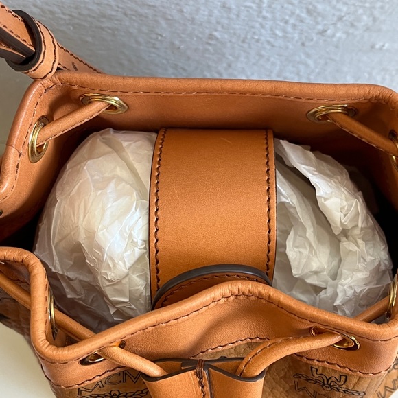 MCM | Bags | Mcm Dessau Visetos Mini Drawstring Bucket Bag | Poshmark